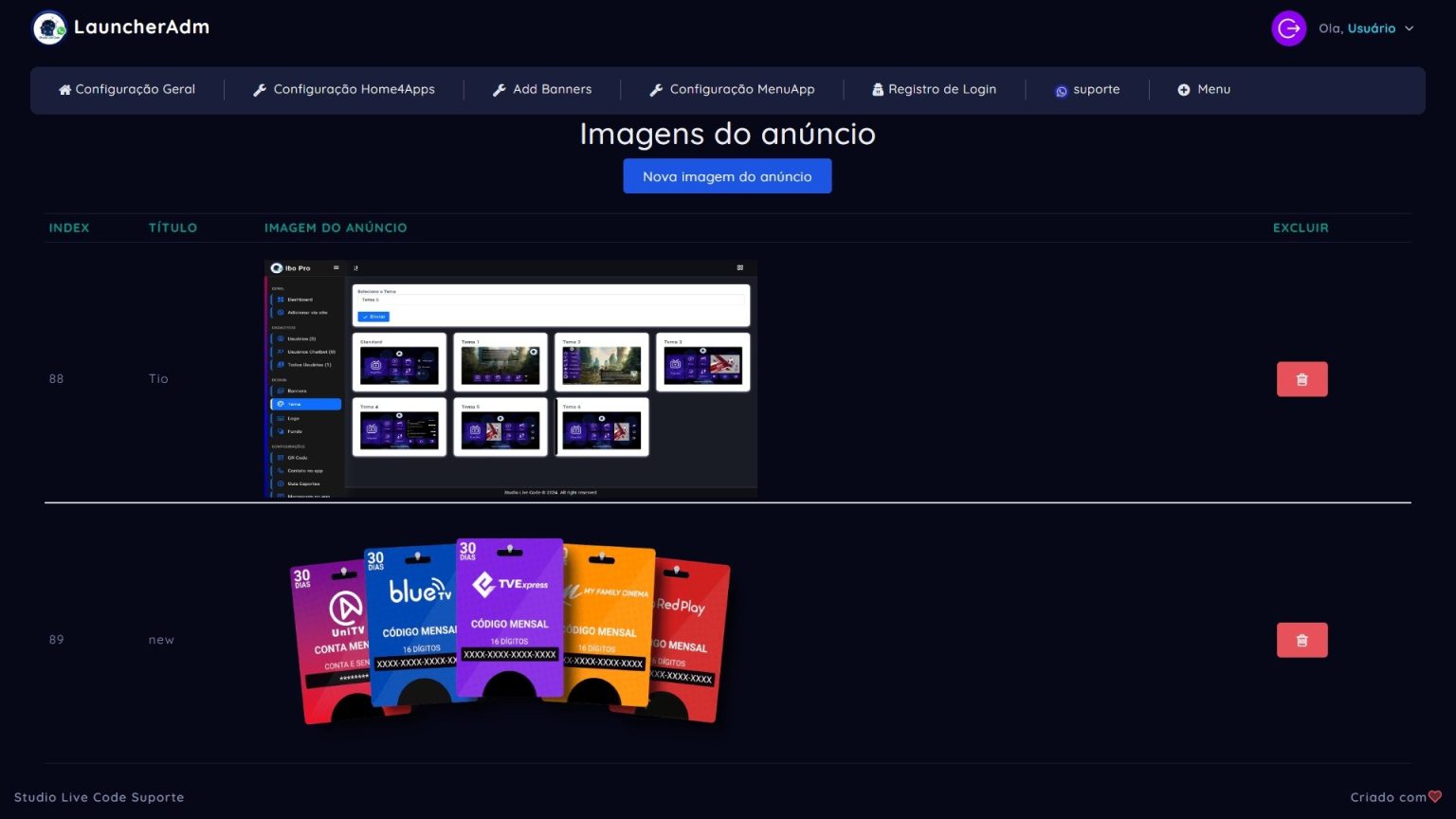 Script Launcher com Banner Versão atualizada - Studio Live Code